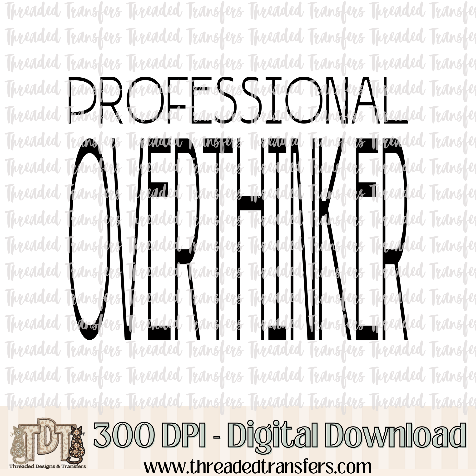 Professional Overthinker Thin Line Art Digital Design Download (PNG Fo ...
