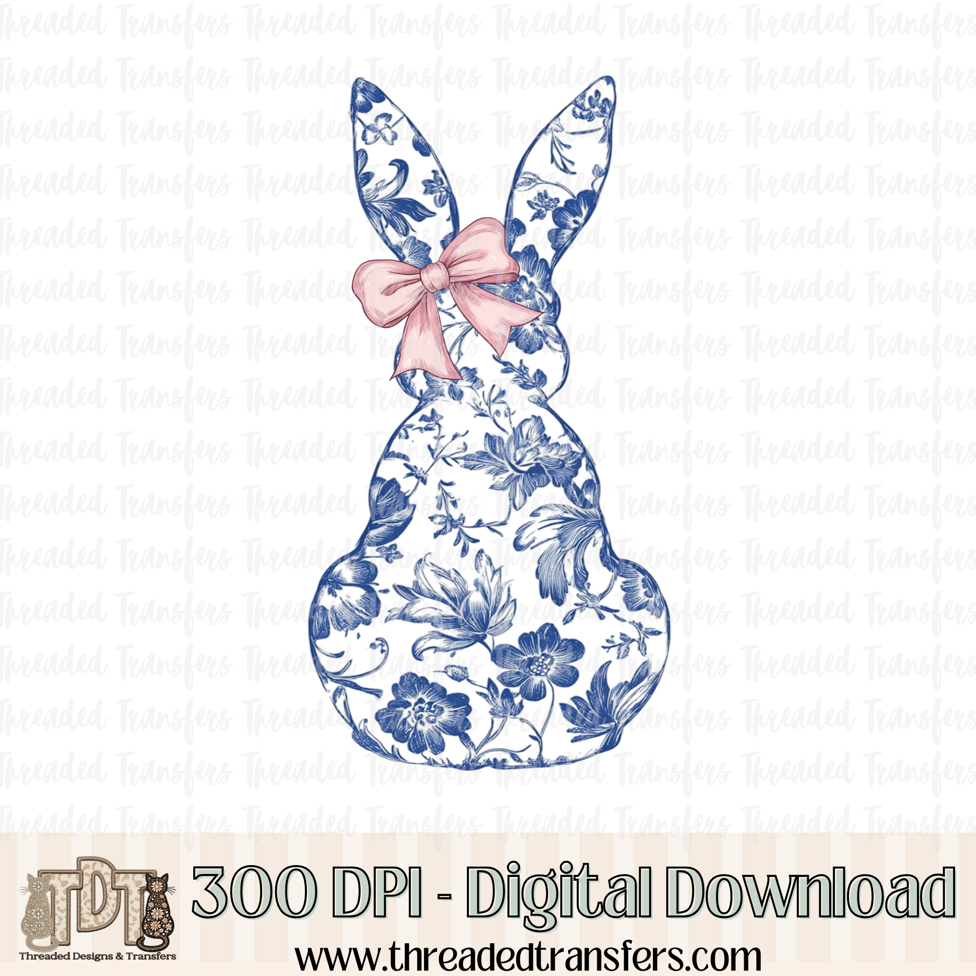 Toile Bunny with Bow Digital Design Download (PNG Format - no product ...