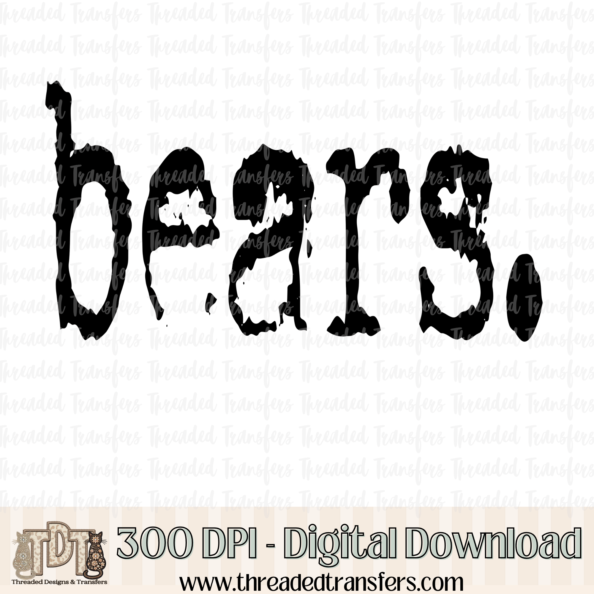 Bears Typography Digital Design Download (PNG Format - no product ship ...