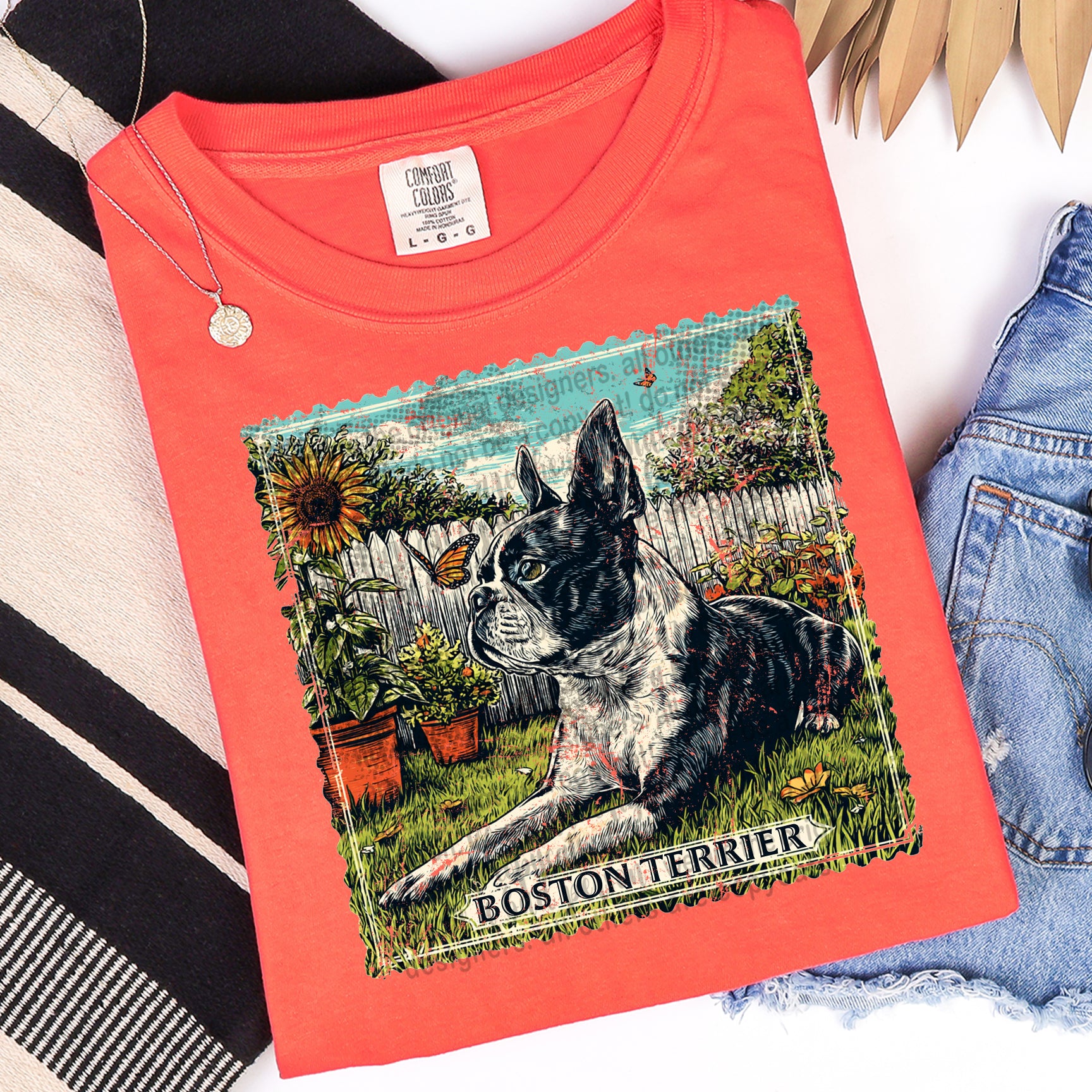 Boston Terrier Stamp Transfer – Threaded Transfers