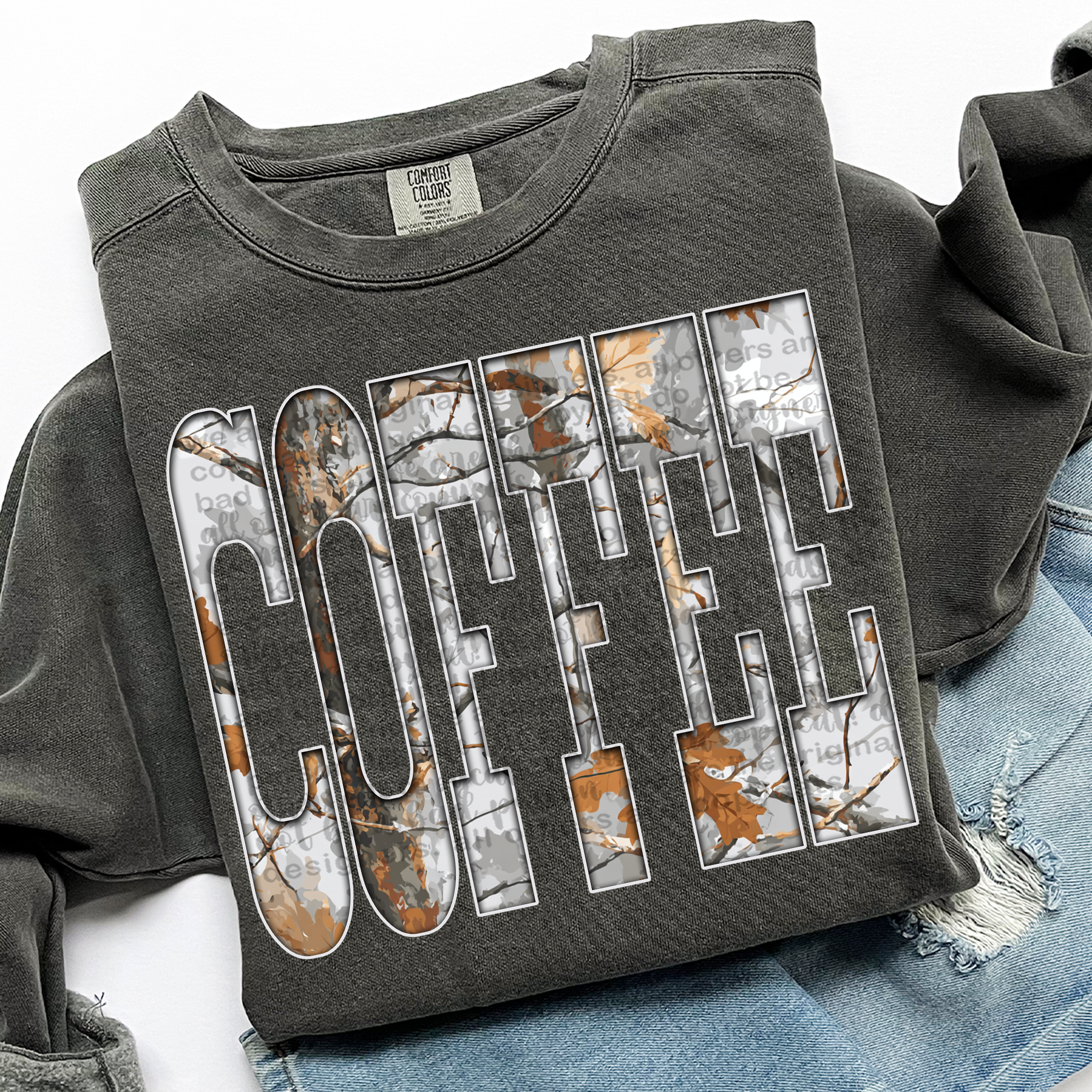 Coffee Gray Camo DTF Transfer – Threaded Transfers