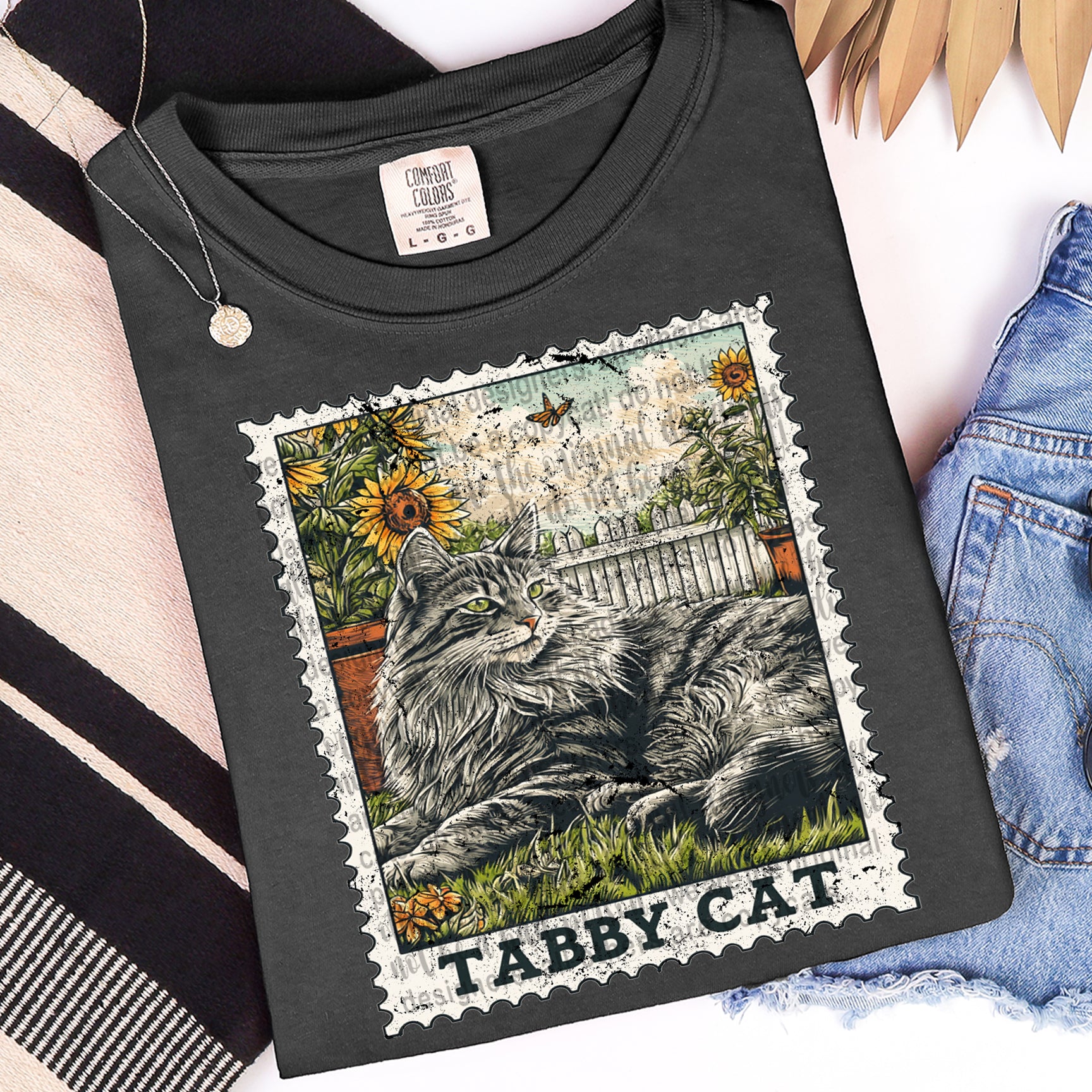 Gray Tabby Cat Stamp DTF Transfer – Threaded Transfers