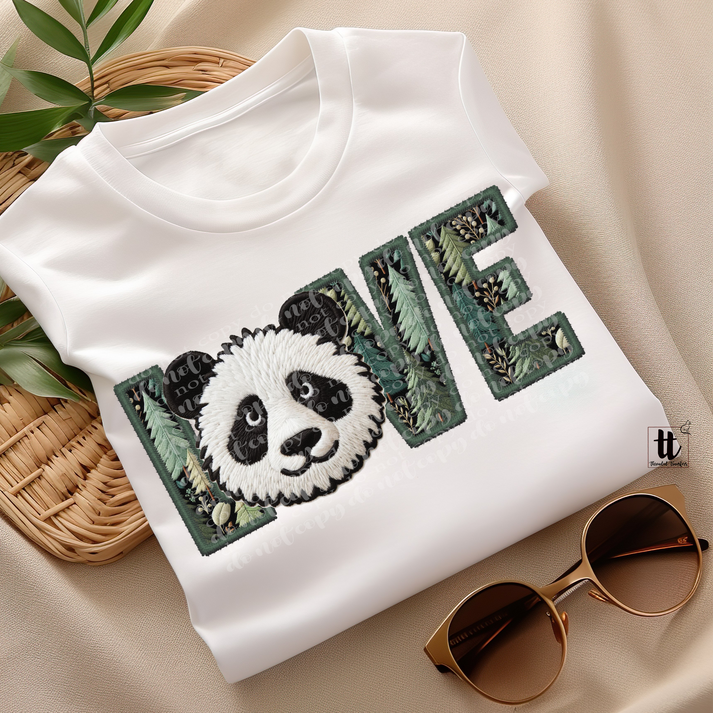 Panda Love Faux Embroidery DTF Transfer – Threaded Transfers