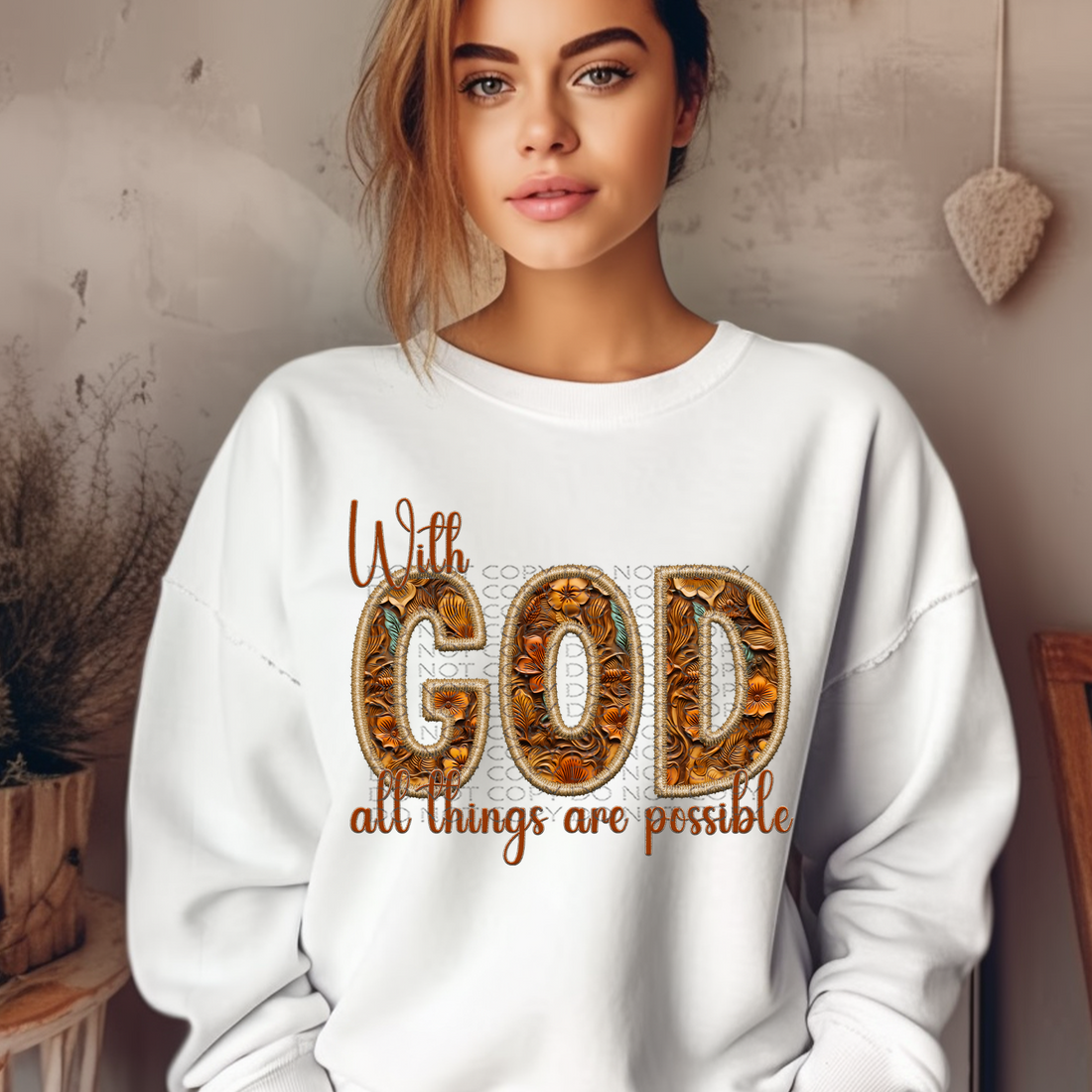 With God Faux Embroidery and Leather Embossed *EXCLUSIVE* DTF & Sublim ...