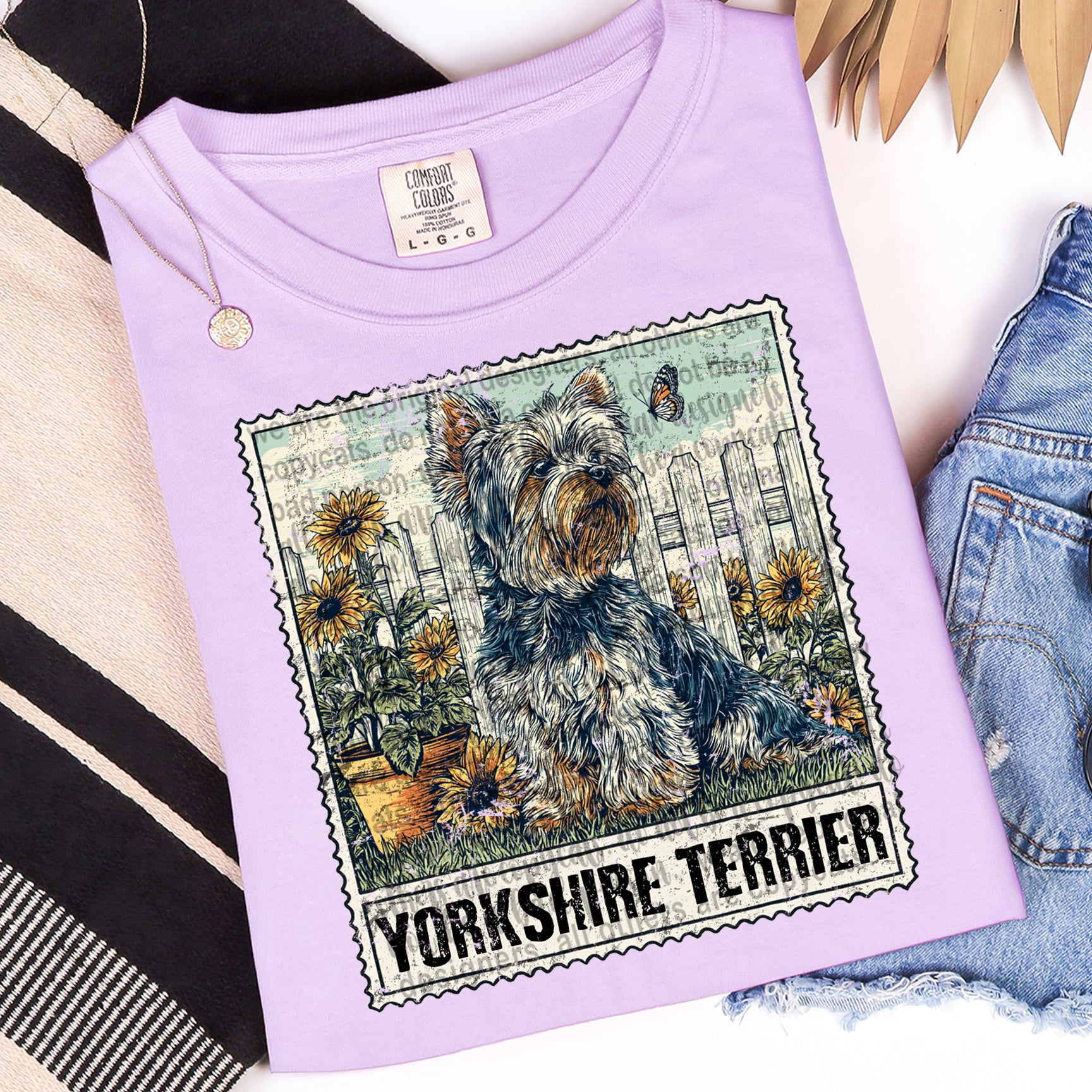 Yorkshire Terrier Stamp DTF Transfer – Threaded Transfers